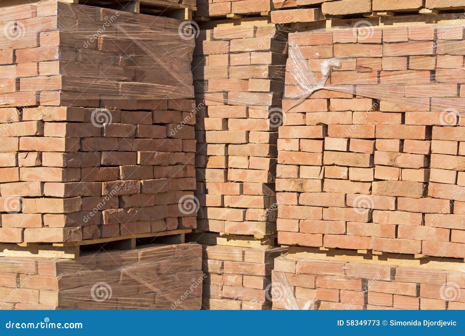 Bricks on pallets stock image. Image of bricks, industry - 58349773
