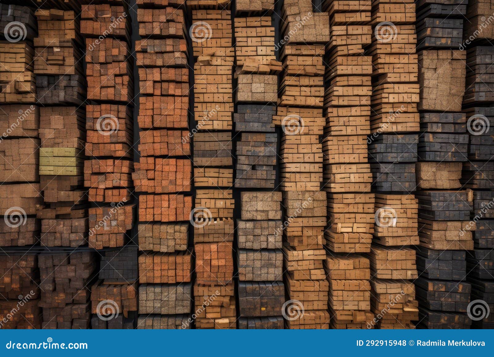 Bricks Pallets Stacked in a Warehouse from Above Stock Photo - Image of ...