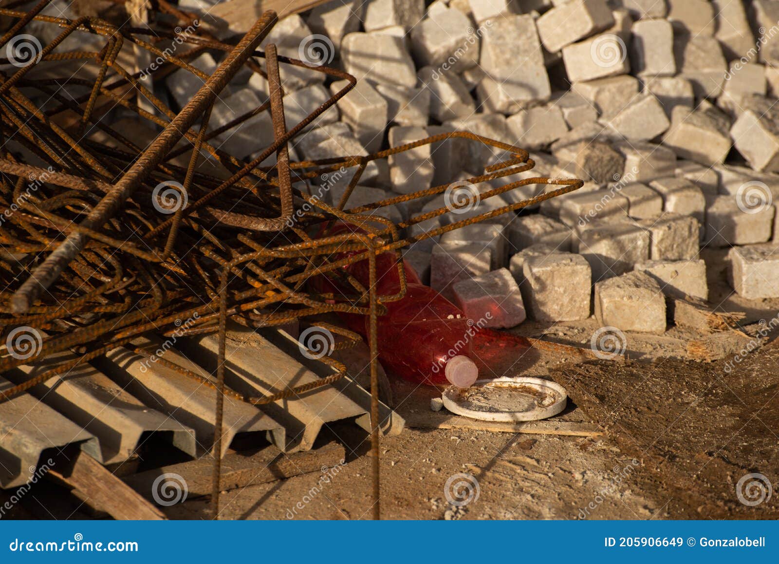 Bricks and Rubbish after Demolition with Rotten and Rusty Metals Stock ...