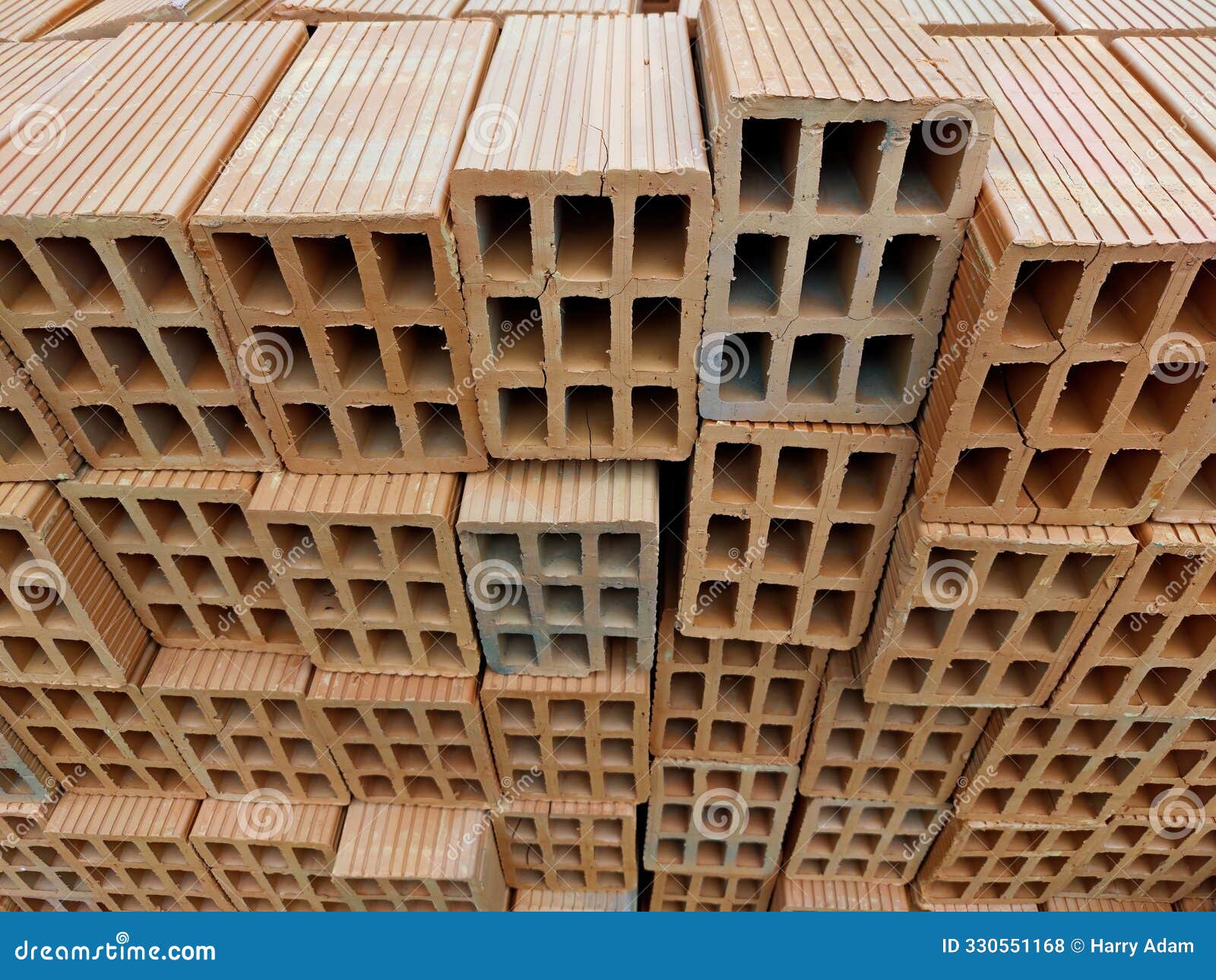 Bricks Stacked with the Perforated Side As View Stock Photo - Image of ...