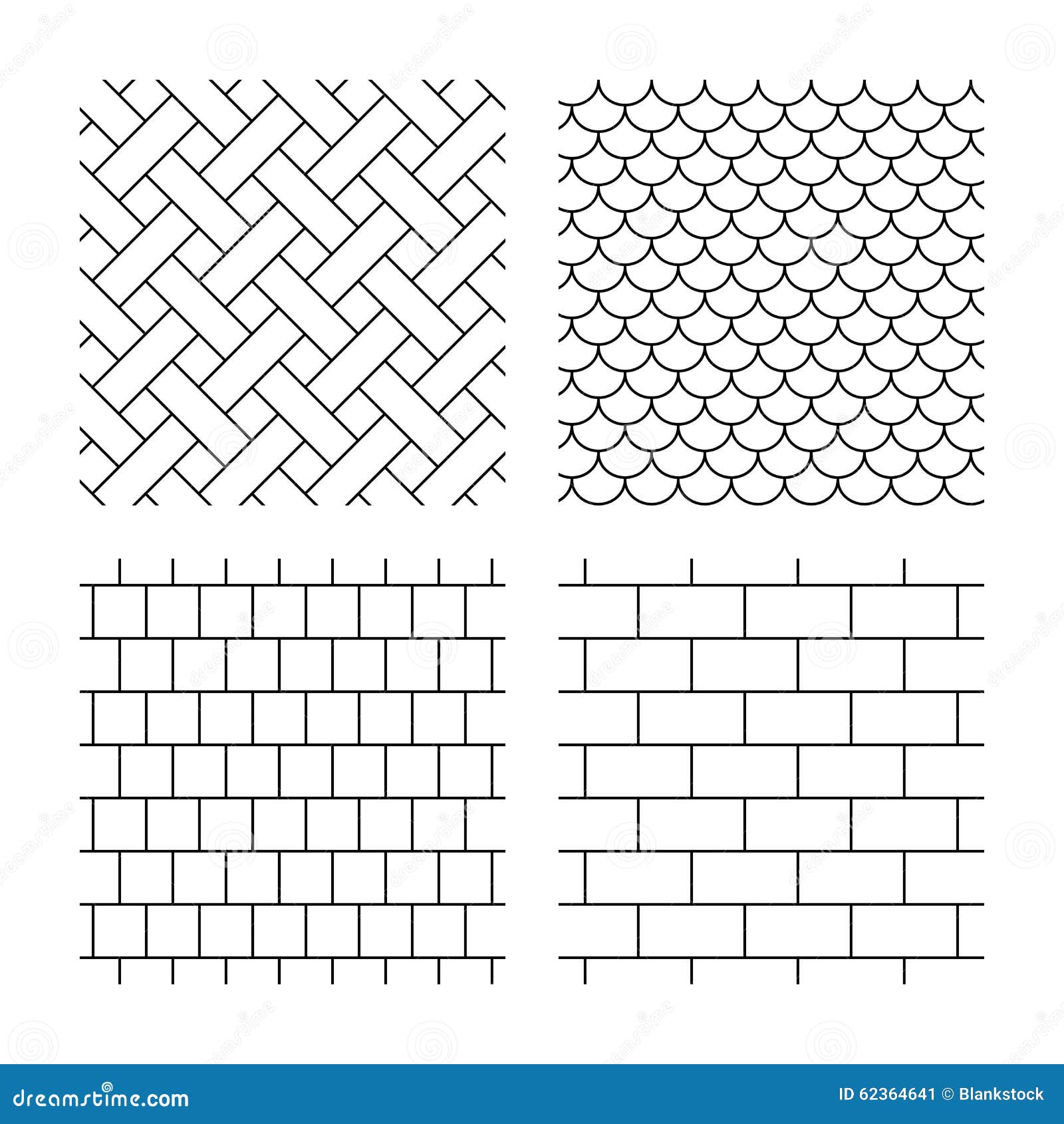 Bricks, Tile Roof And Paving Stone Textures Cartoon Vector ...