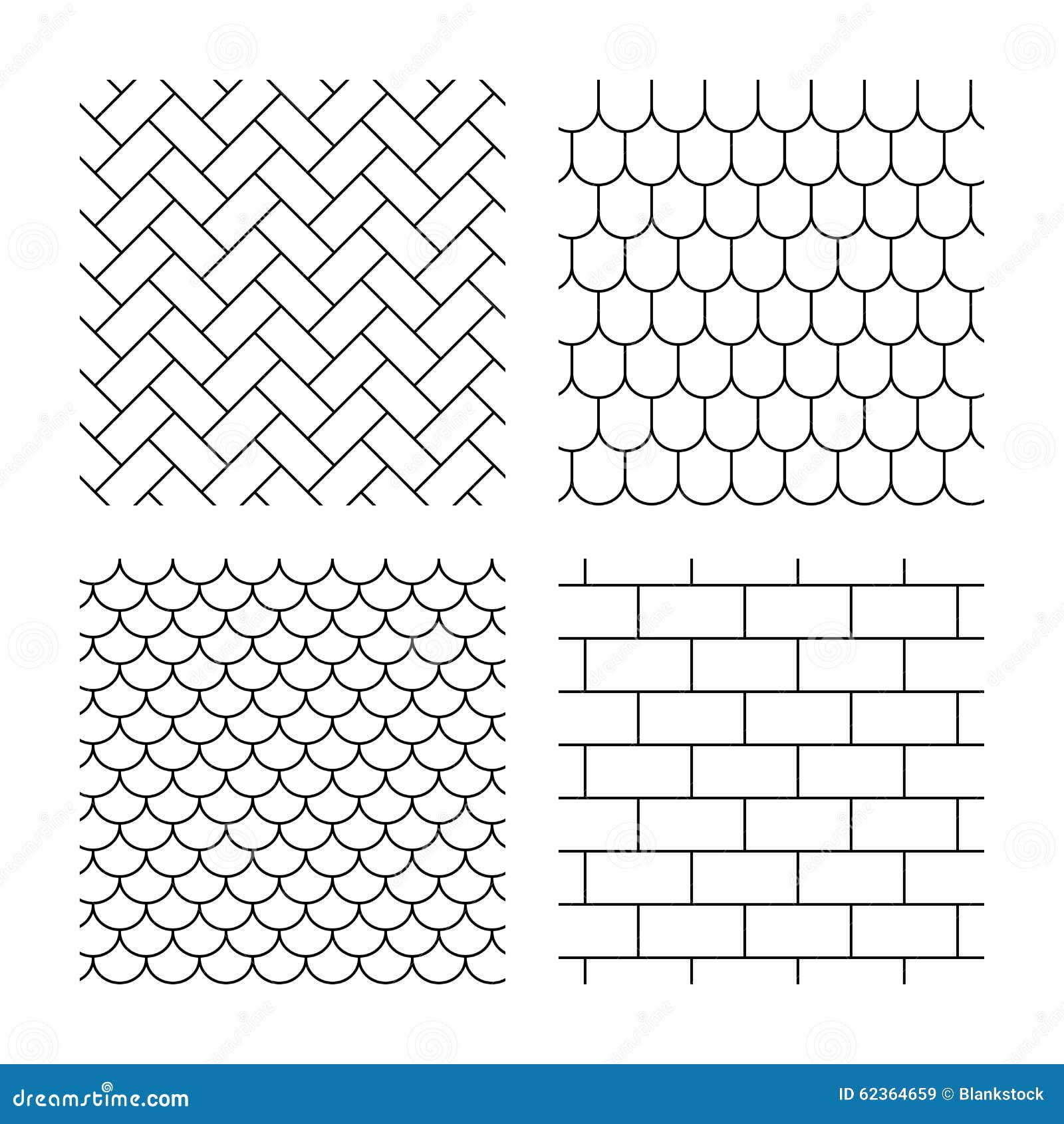 Bricks, Tile Roof And Paving Stone Textures Cartoon Vector ...