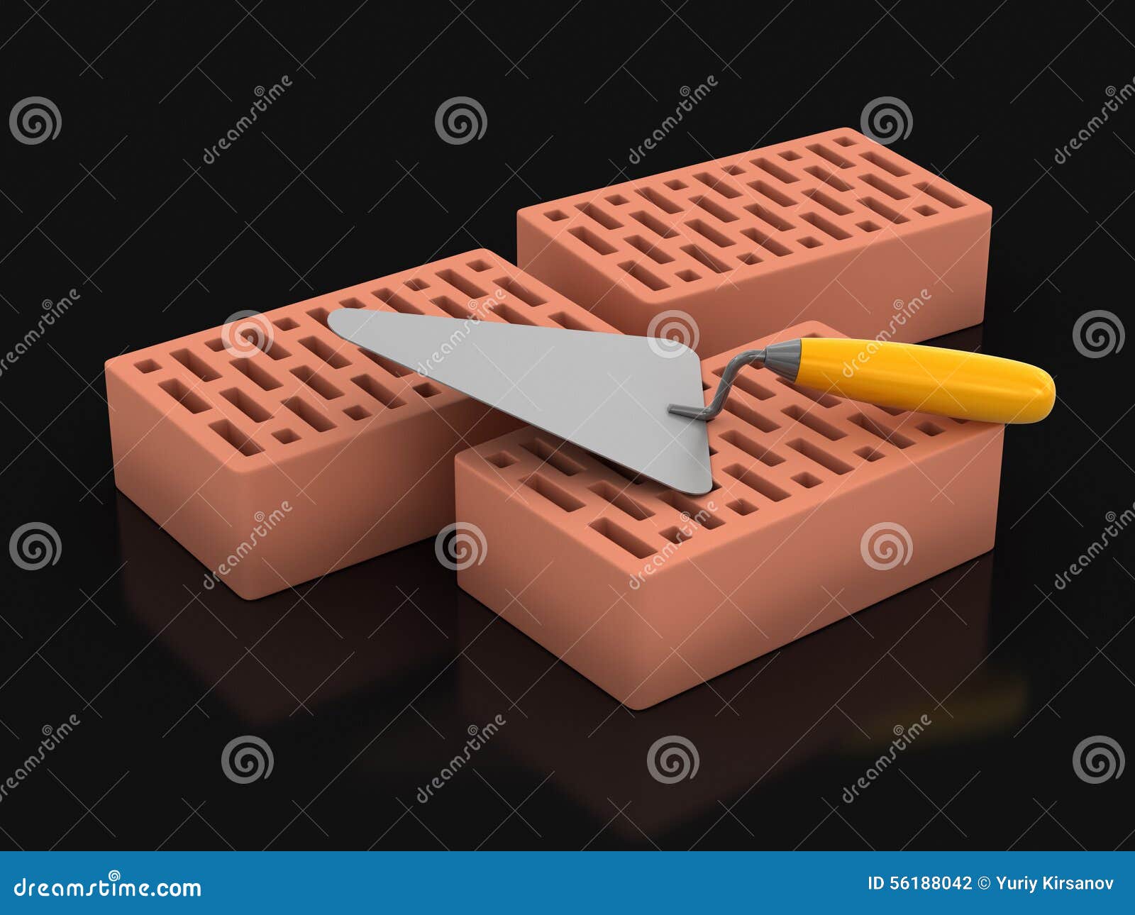 Bricks and Trowel (clipping Path Included) Stock Illustration ...