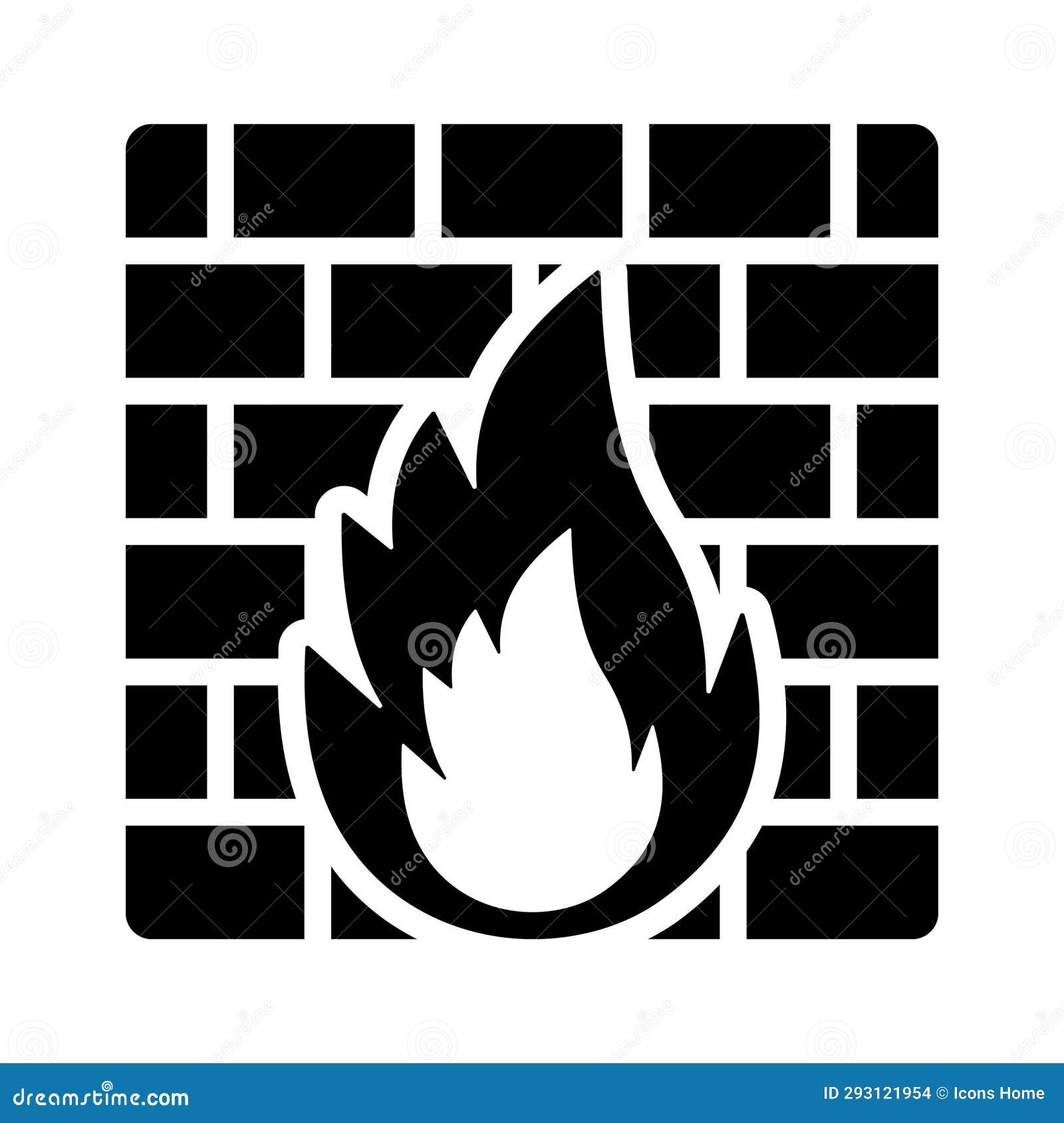 Bricks Wall Fire Flame. Symbol of Antivirus Stock Illustration ...