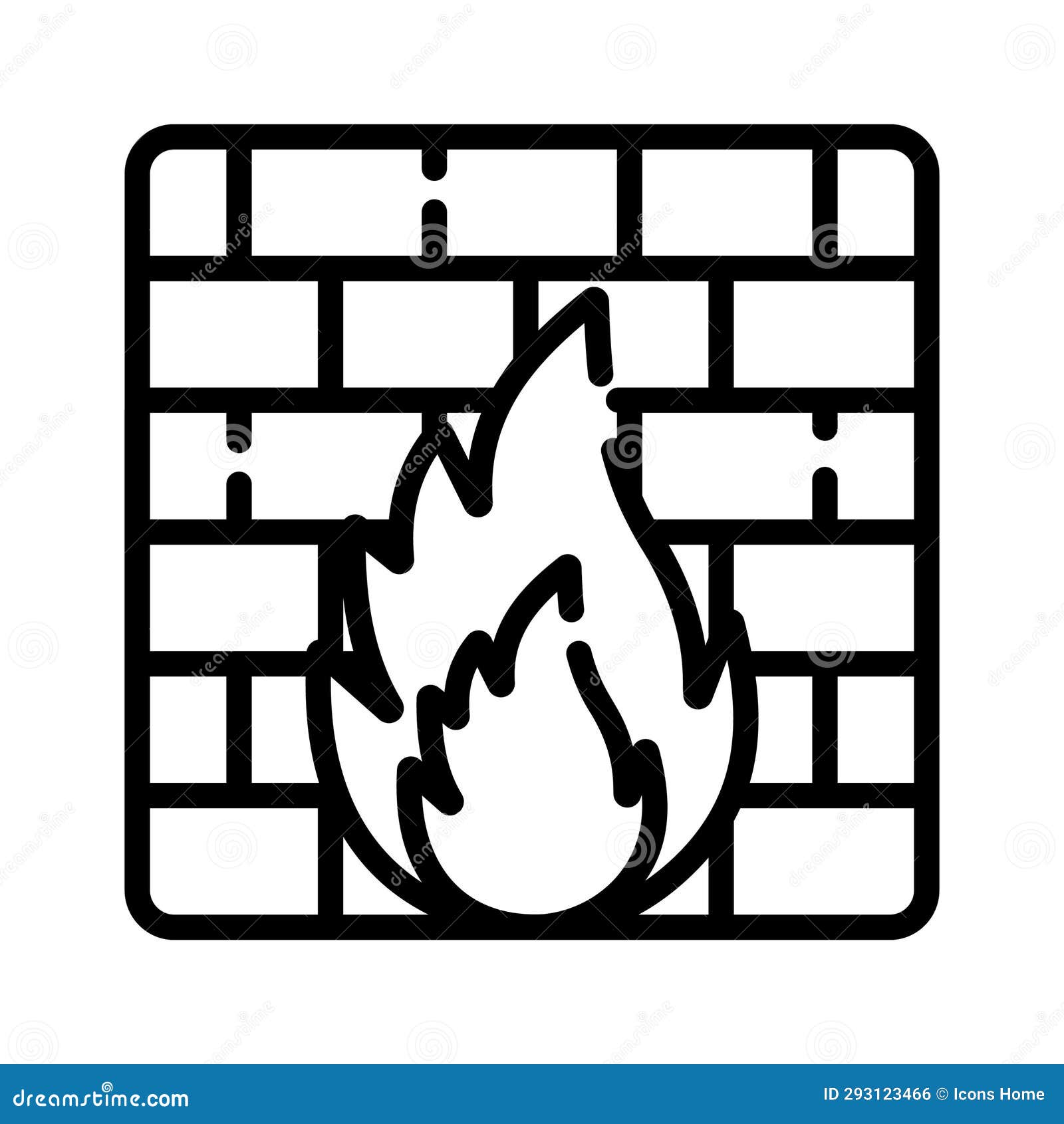 Bricks Wall Fire Flame. Symbol of Antivirus Stock Vector - Illustration ...