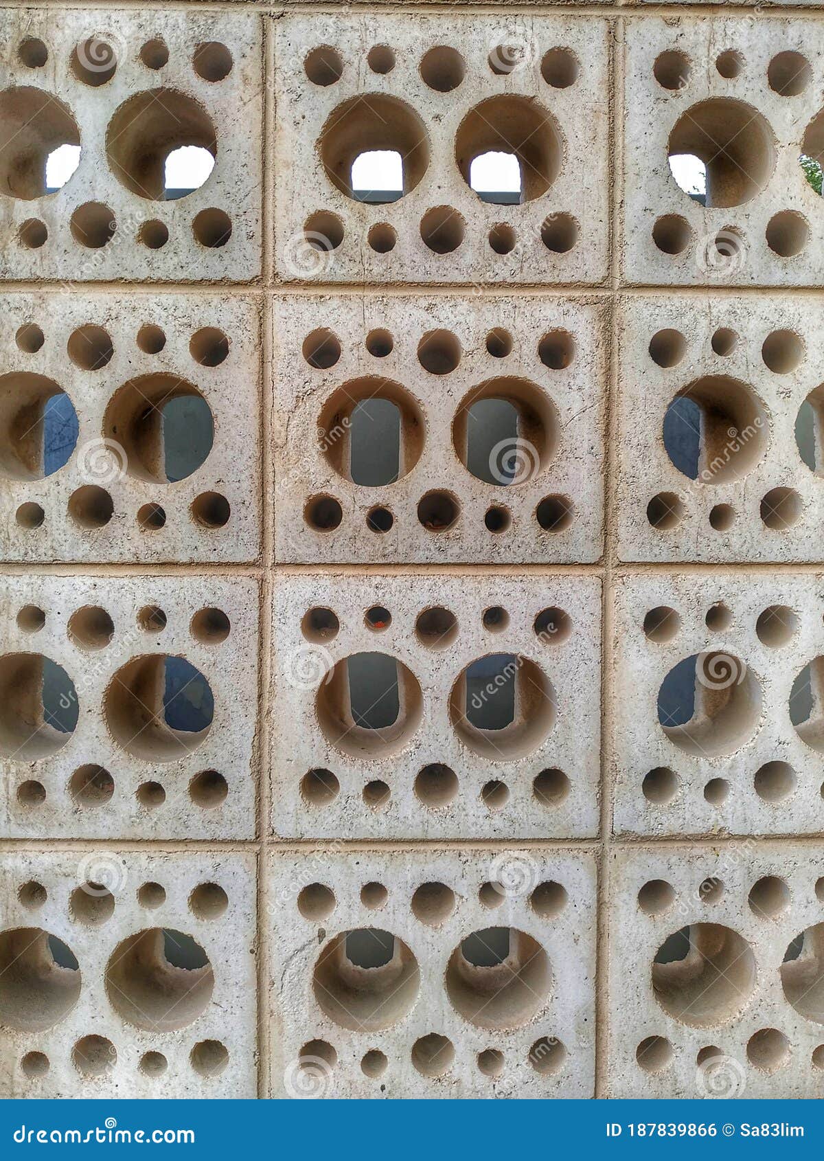 Bricks Wall with Round Holes Abstract Stock Photo - Image of carving ...