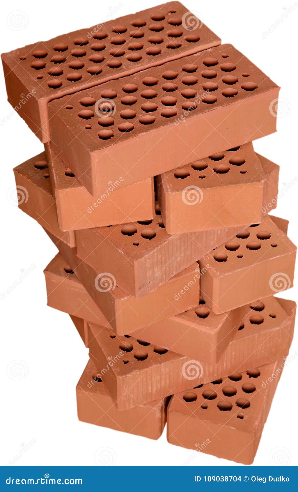Stack of Red Bricks on a White Background with a Stock Photo - Image of ...