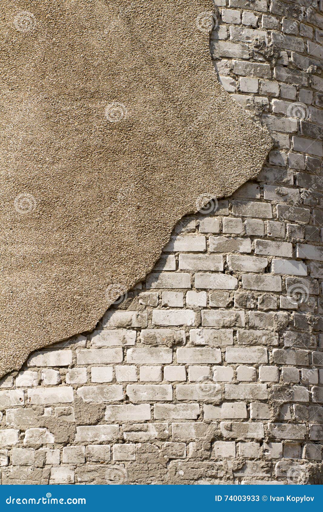 The Bricks White and a Piece of Crumbling Plaster. Stock Image - Image ...