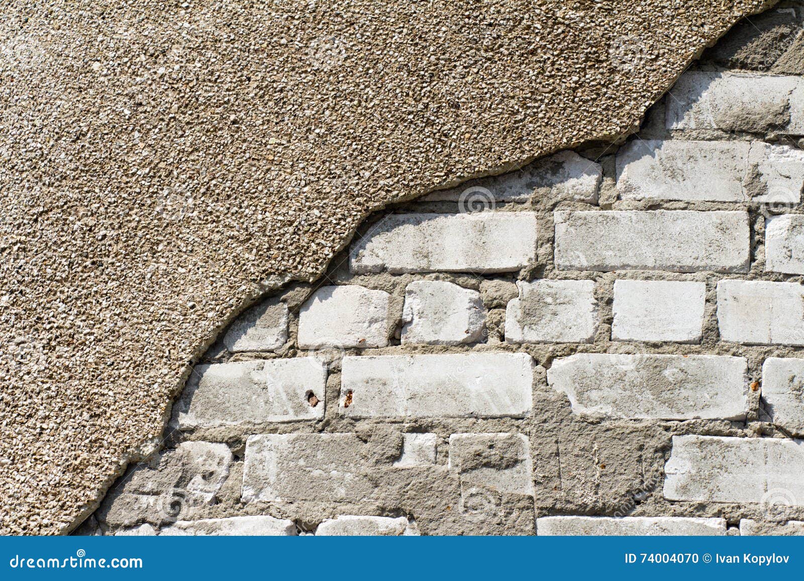 The Bricks White and a Piece of Crumbling Plaster. Stock Photo - Image ...
