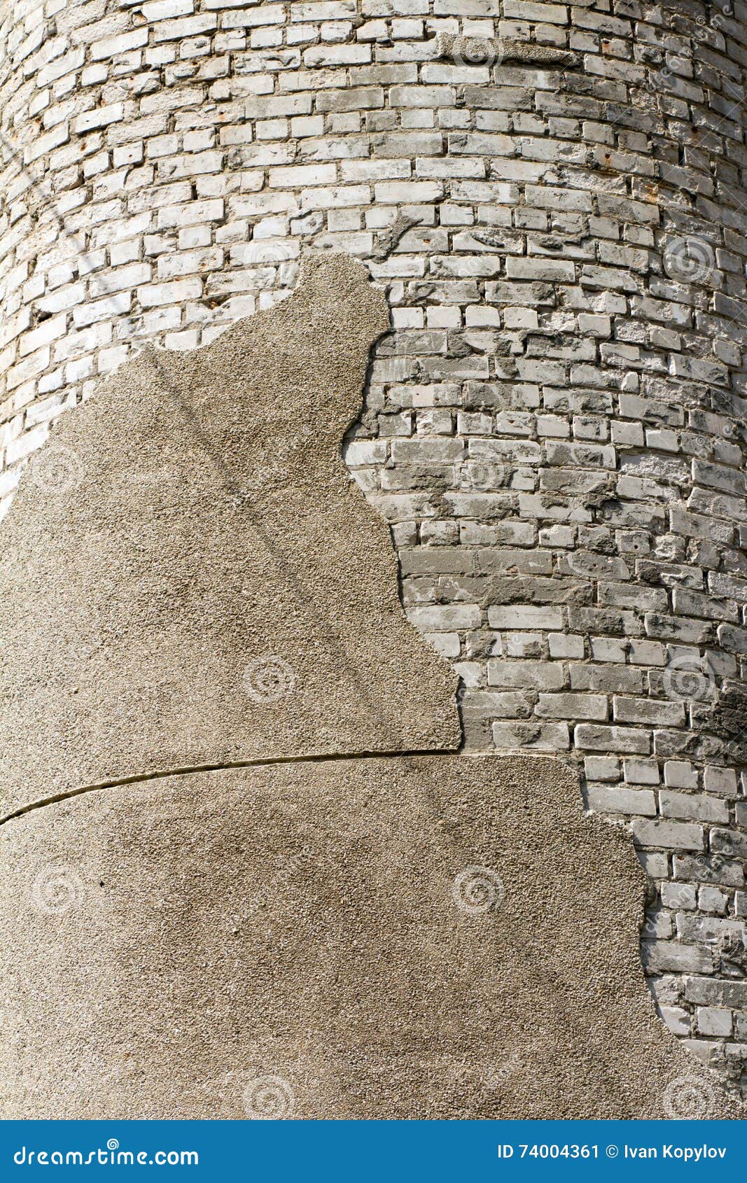 The Bricks White and a Piece of Crumbling Plaster. Stock Image - Image ...