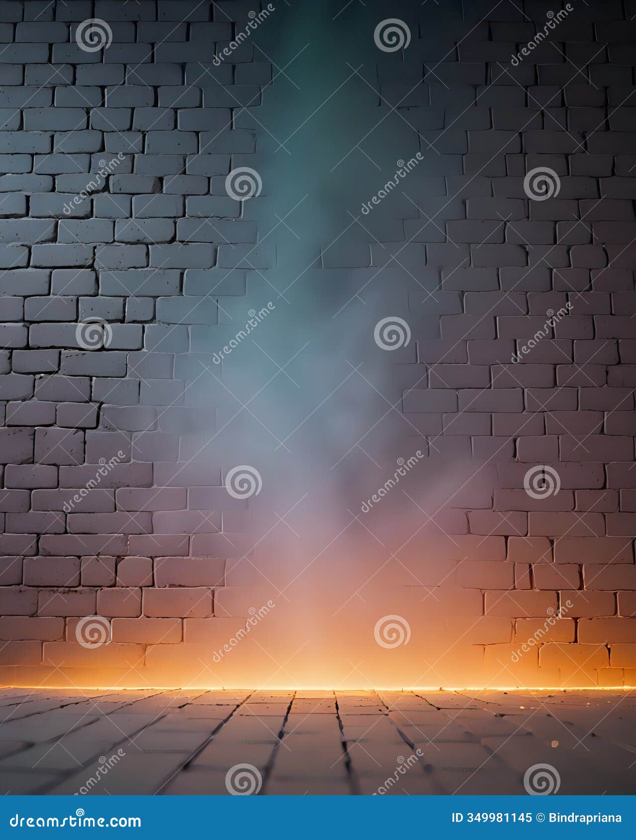 Brickwall with orange mist stock image. Image of mist - 349981145
