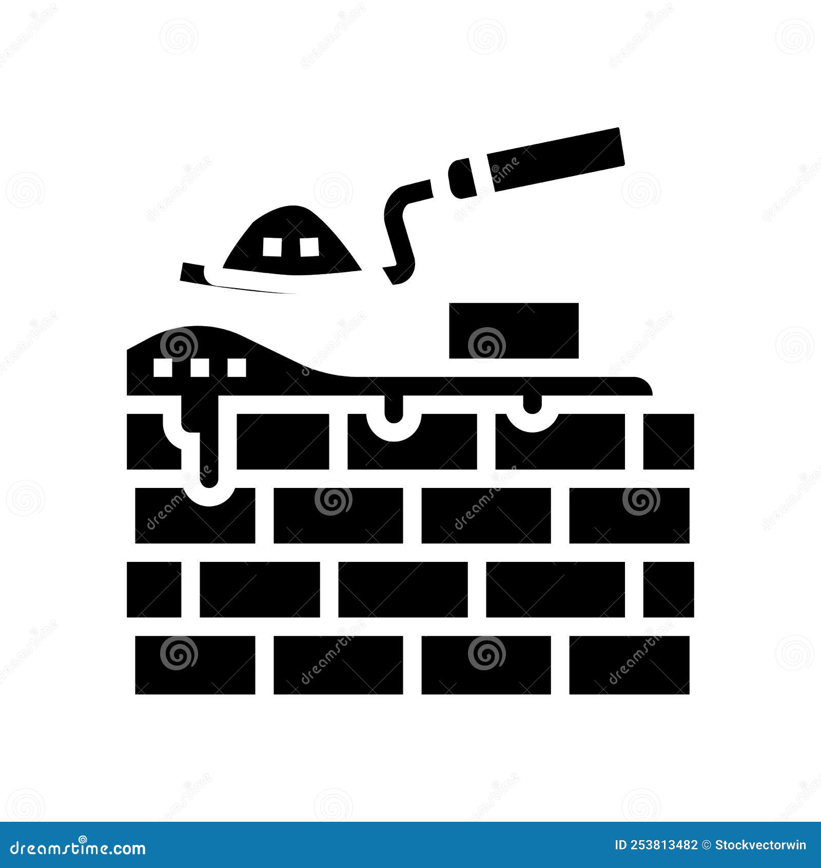 Brickwork Building Glyph Icon Vector Illustration Stock Vector ...