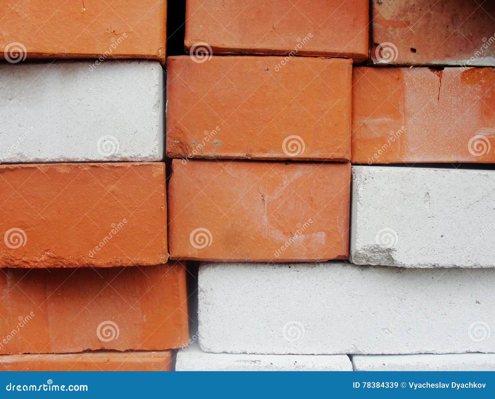 Brickwork. Compilation, a Combination of Red and White, Sand-lime Brick ...