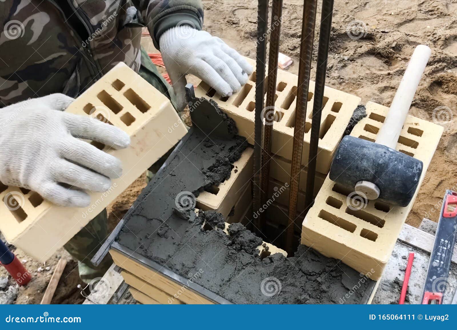 Brickwork of Supporting Pillar of the Building. Brickwork Stock Image ...