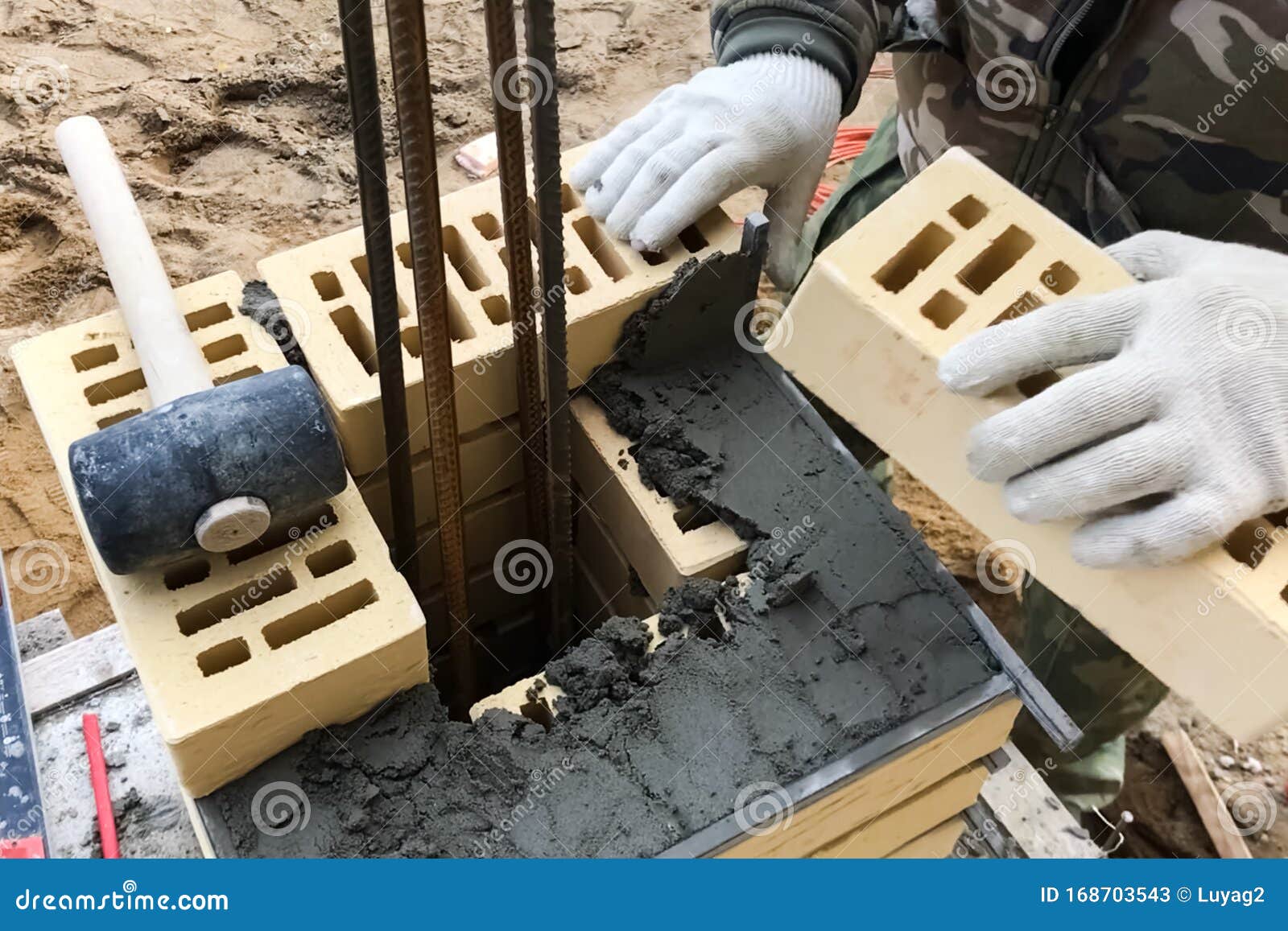 Brickwork of Supporting Pillar of the Building. Brickwork Stock Image ...