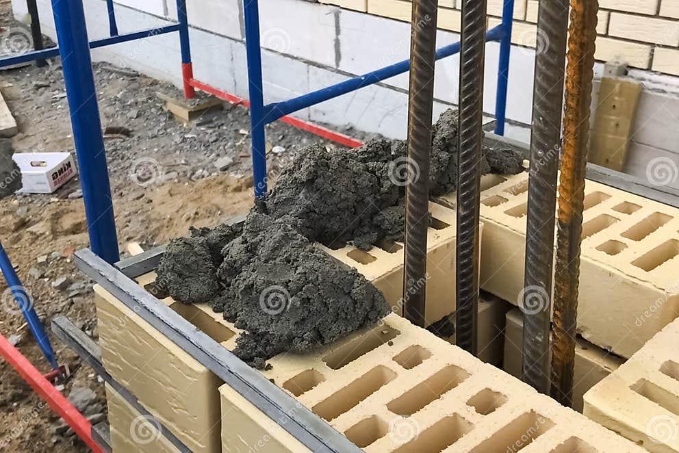 Brickwork of Supporting Pillar of the Building. Brickwork Stock Image ...