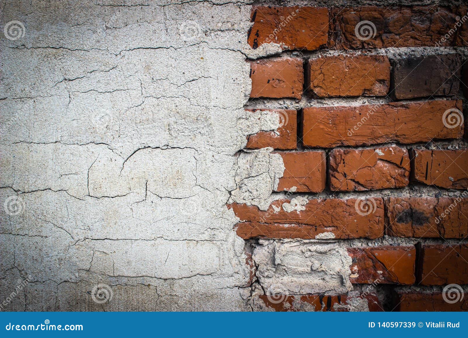 Brickwork Texture with Plaster Elements Stock Image - Image of abstract ...