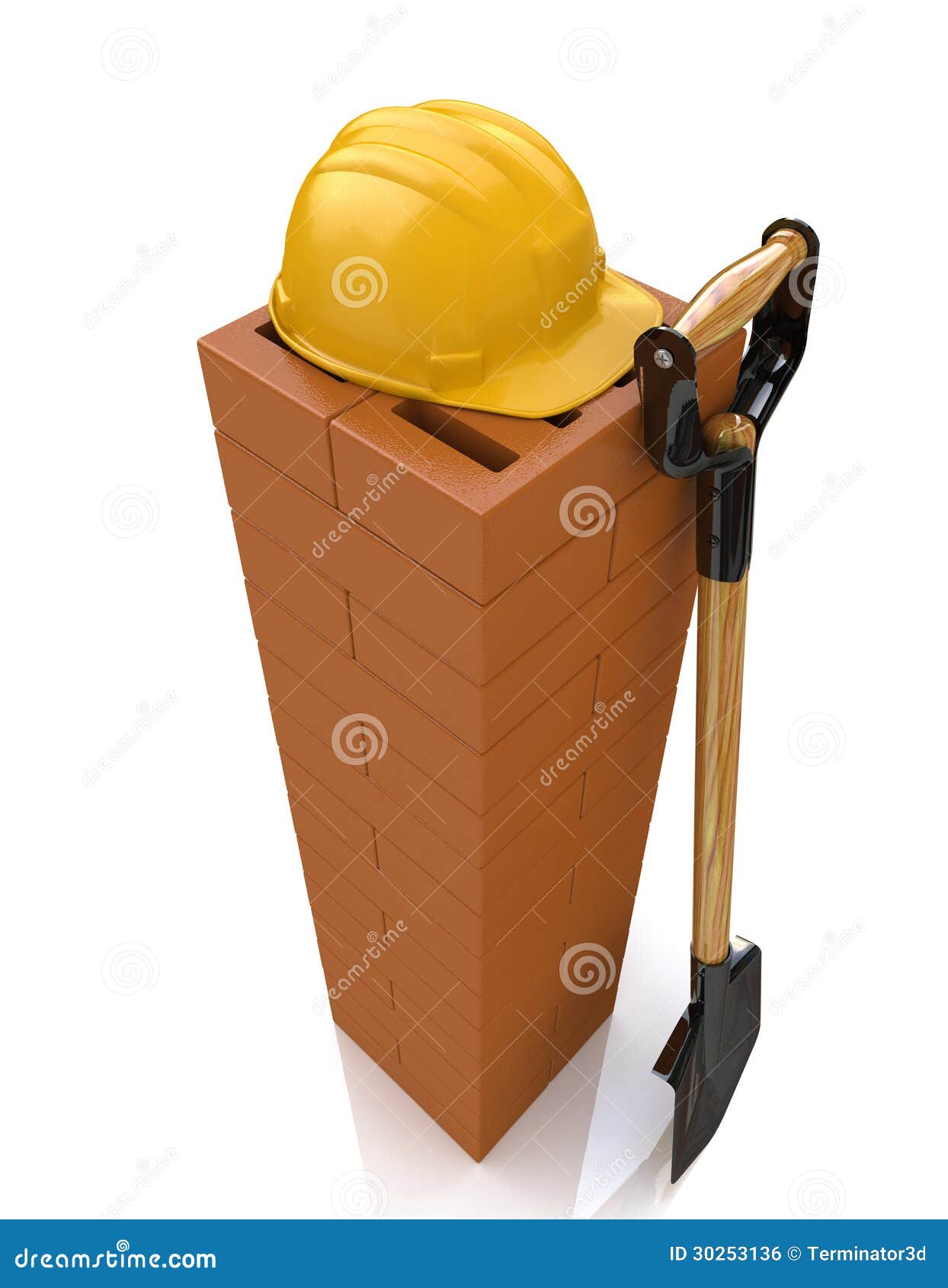 Brickwork and tools stock illustration. Illustration of copy - 30253136