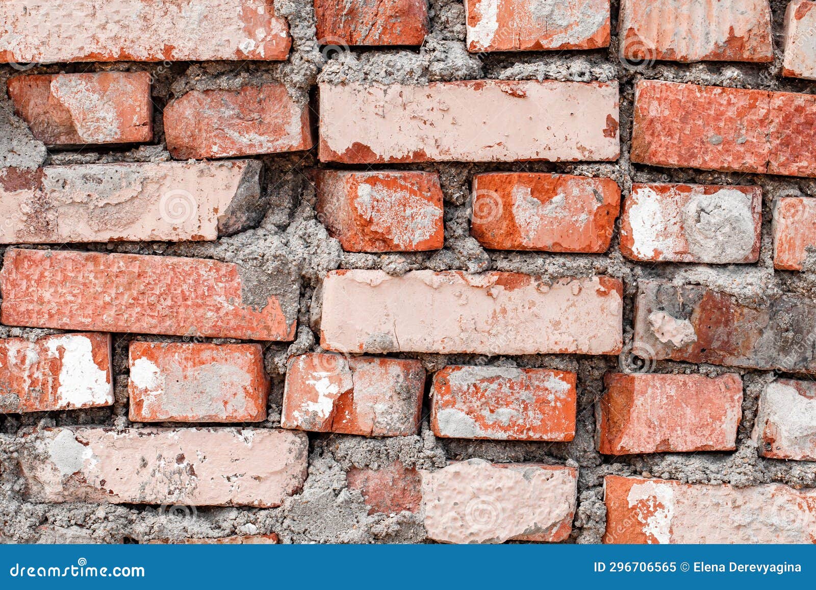 Brickwork is Uneven on Cement Mortar, Split Brick, Background of Old ...