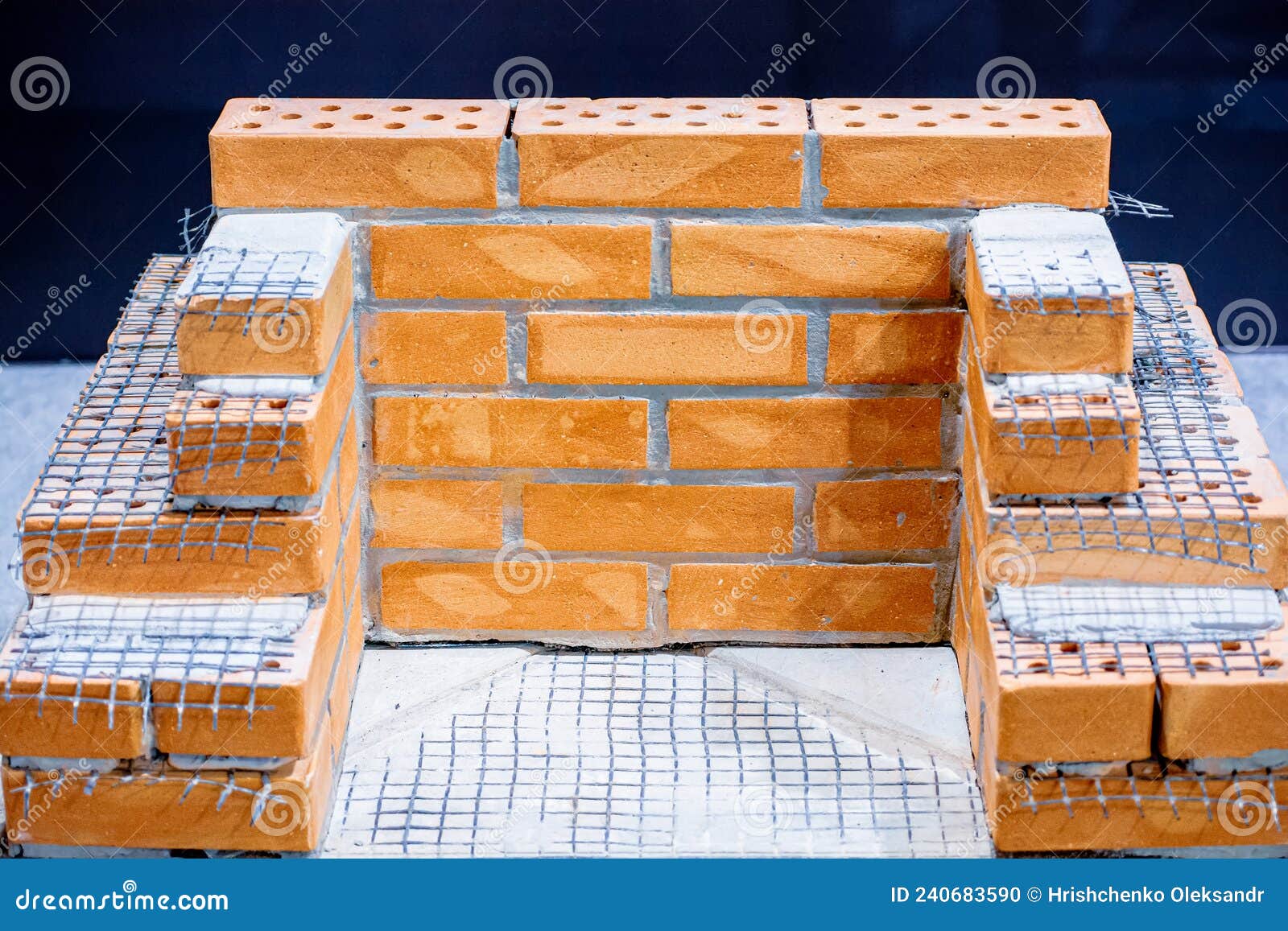 Brickwork Using Basalt Mesh. Construction Mesh Stock Photo - Image of ...