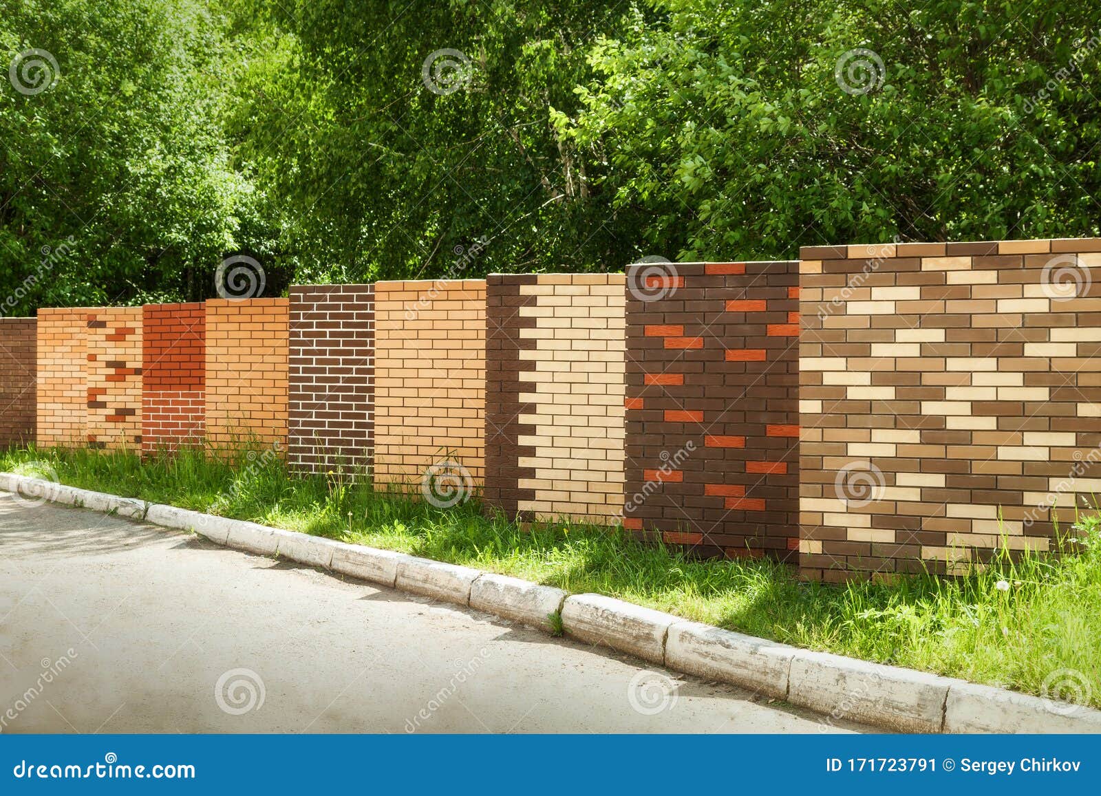 Brickwork Variants Exposed Outdoors. Examples of a Bricklaying Stock ...