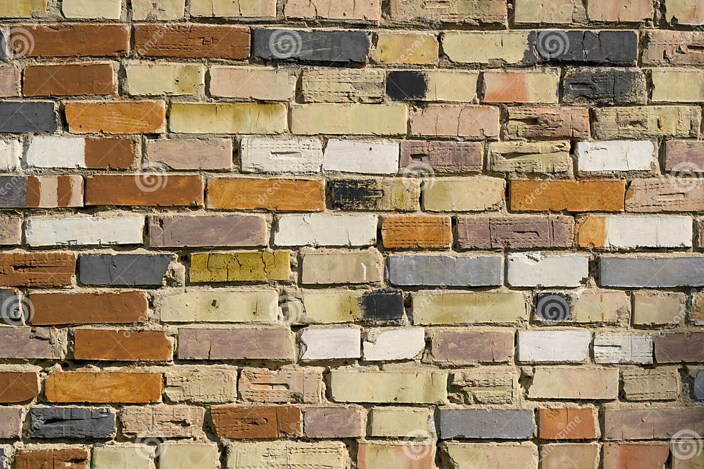 Brickwork of a Wall of Multi-colored Bricks Stock Image - Image of ...
