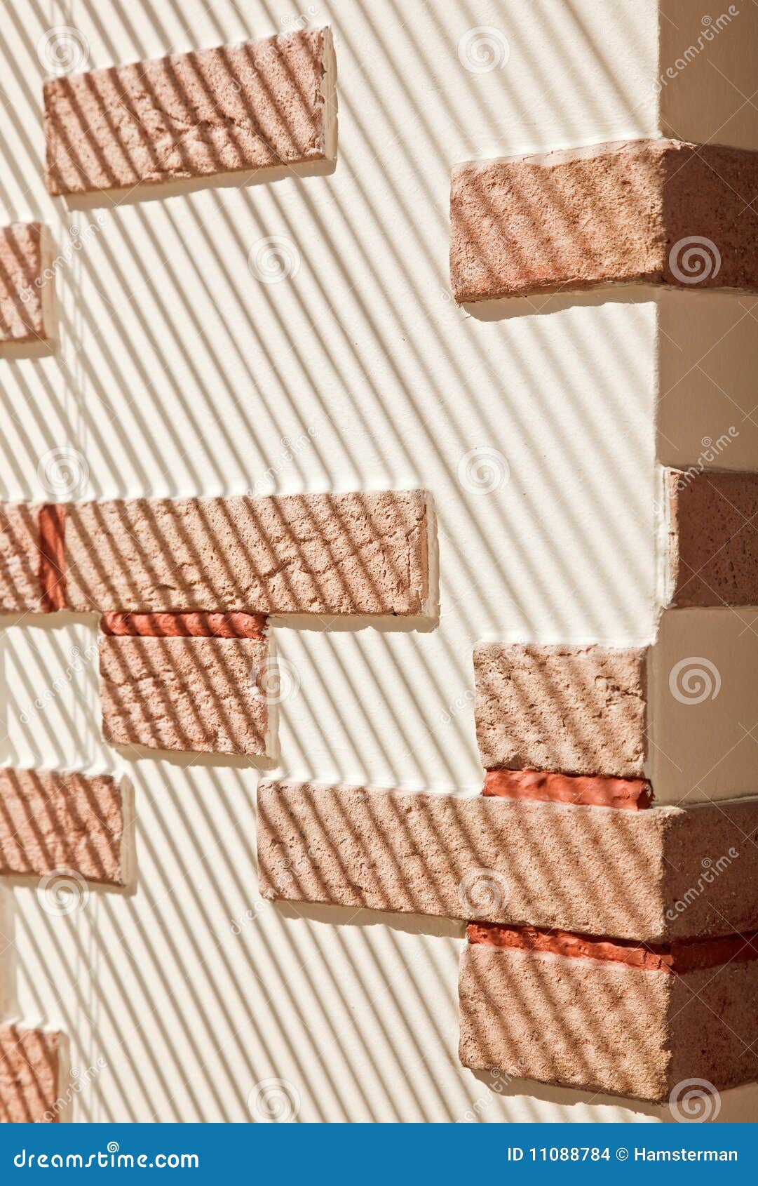 Brickwork Wall Striped by Sunlight Stock Photo - Image of texture ...