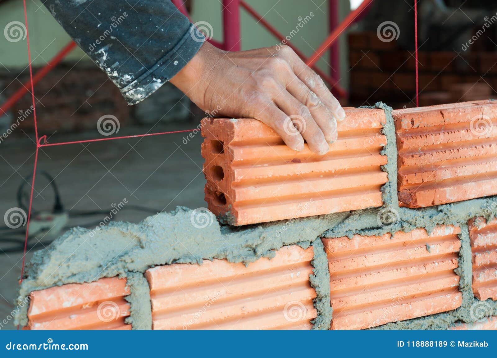 Masonry work stock image. Image of building, equipment - 118888189