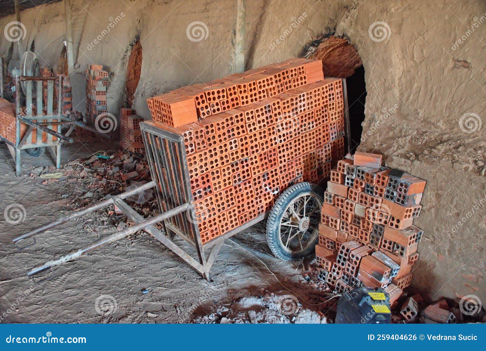 Brickyard in Cambodia stock photo. Image of structure - 259404626