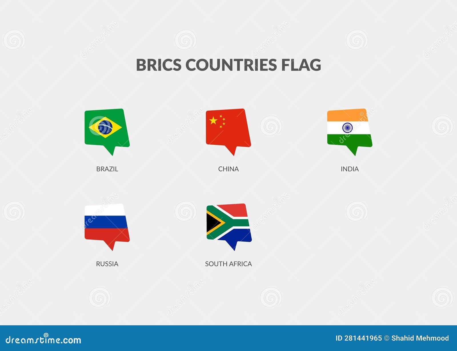 BRICS Countries Chat Flag Icon Collection Stock Vector - Illustration ...