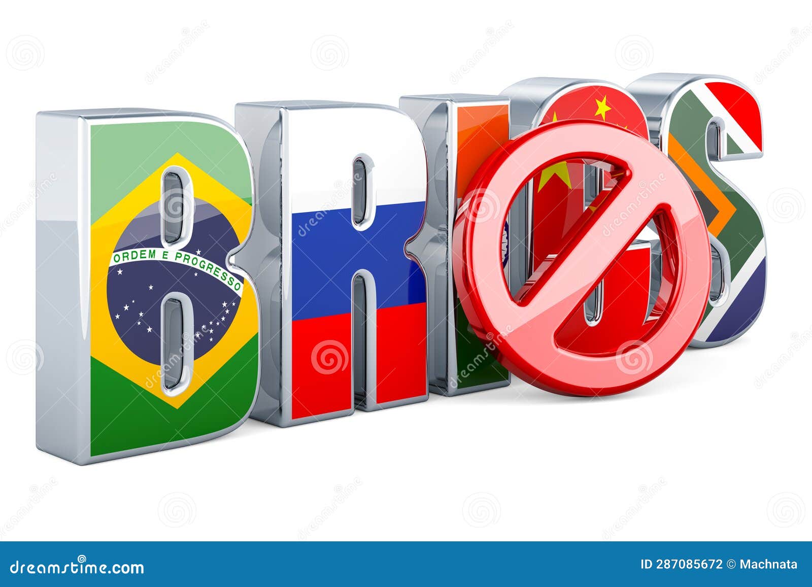 BRICS with Forbidden Symbol. 3D Rendering Stock Illustration ...
