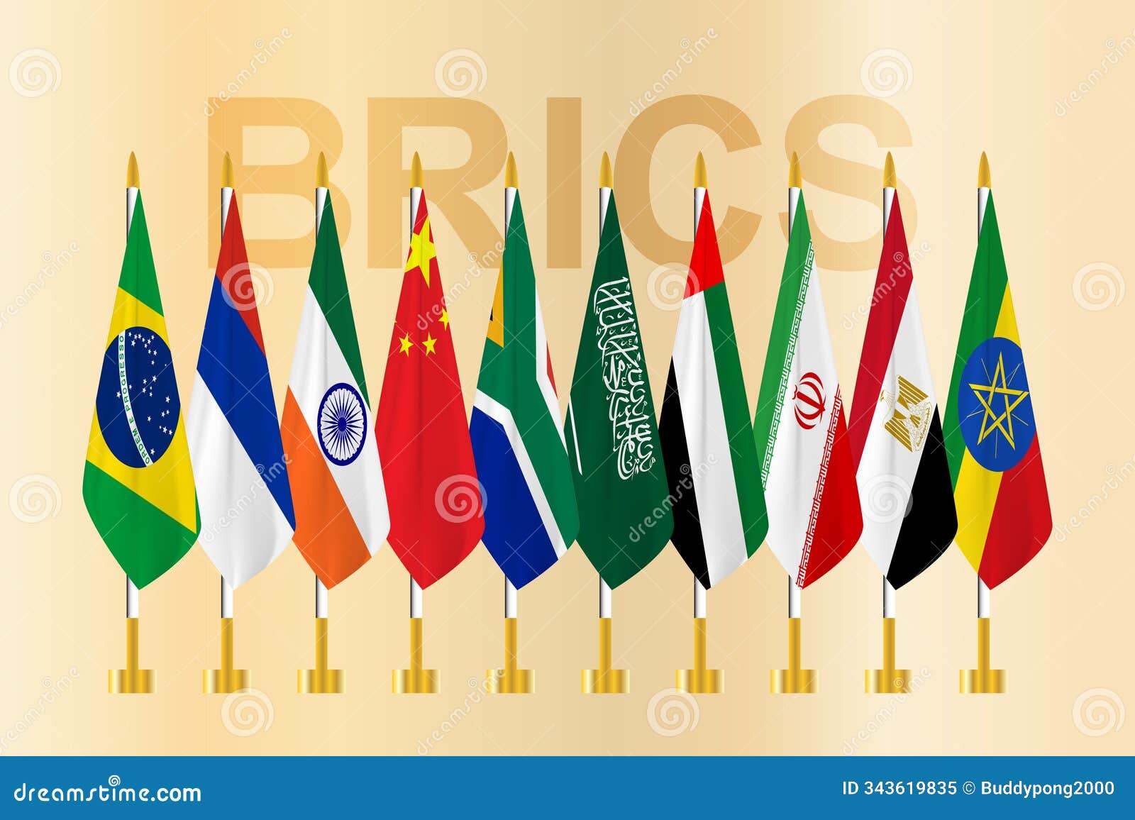 BRICS Member Countries Territory On World Map Stock Image ...