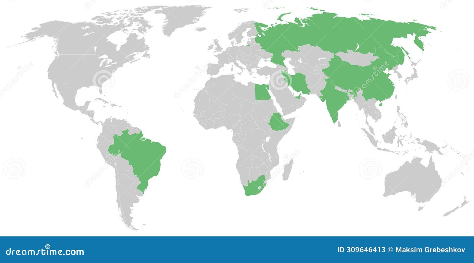 BRICS Member States on Map of the World Stock Vector - Illustration of ...