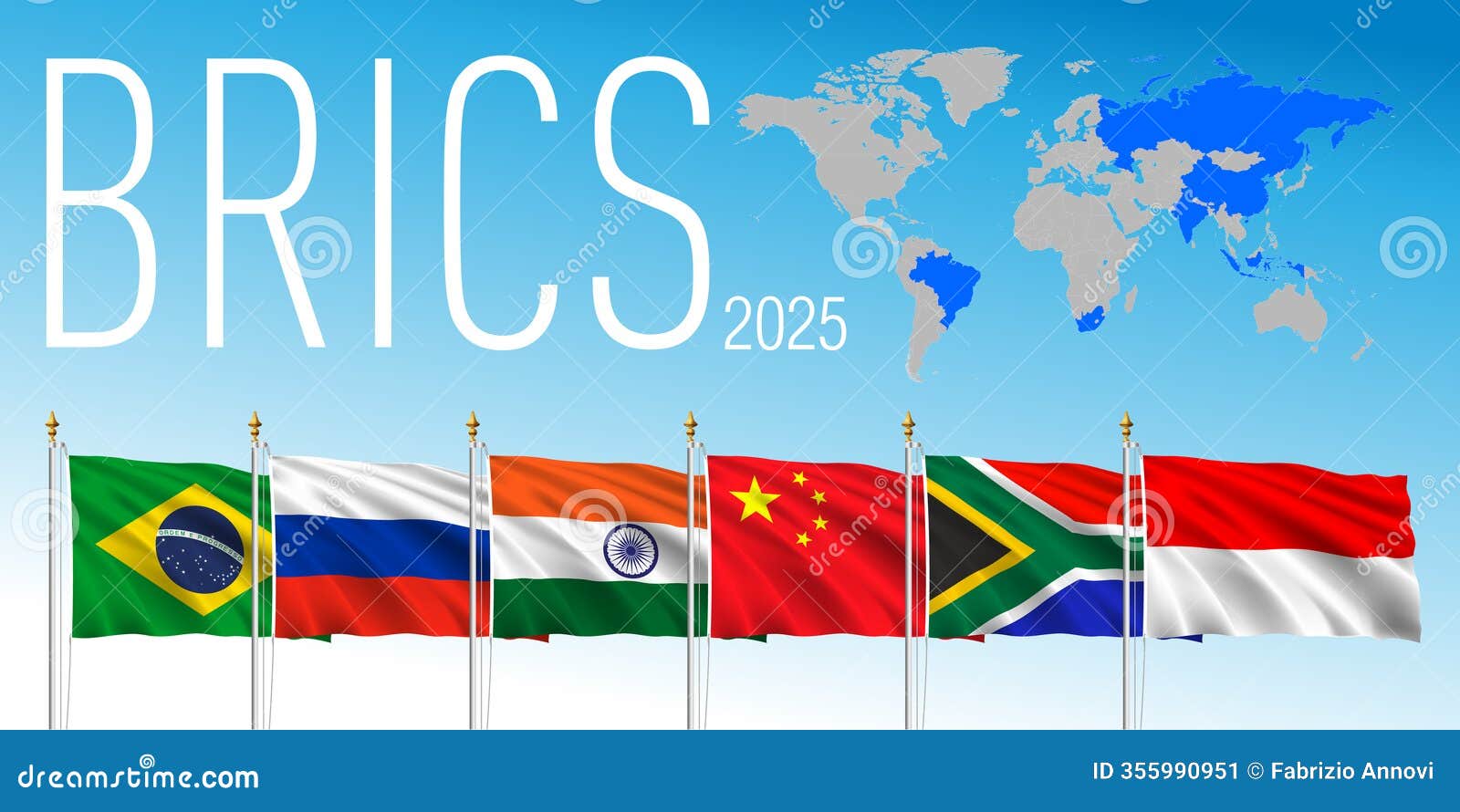 BRICS Summit, Flags of the Countries and New Map, Vector Illustration ...