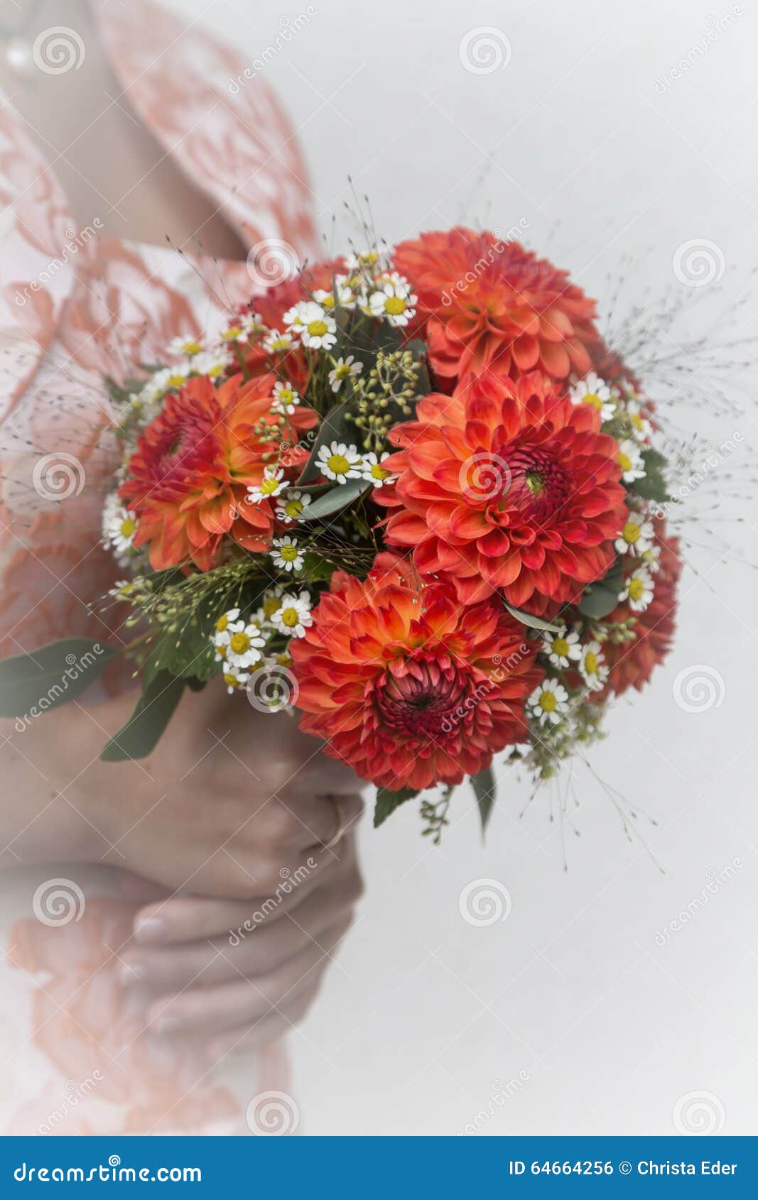 Bridal bouquet with dalias stock photo. Image of dress - 64664256