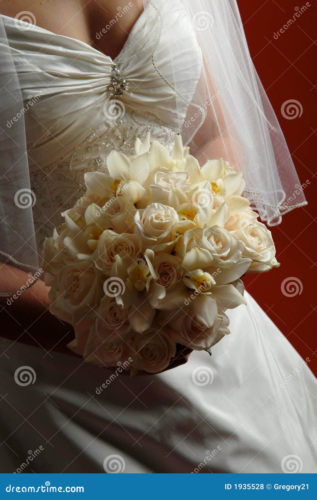 Bridal Bouquet of Ivory Roses Stock Photo - Image of carrying, marriage ...