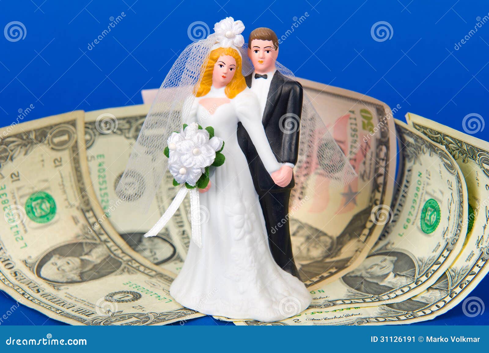 Bridal couple on money stock image. Image of festive - 31126191