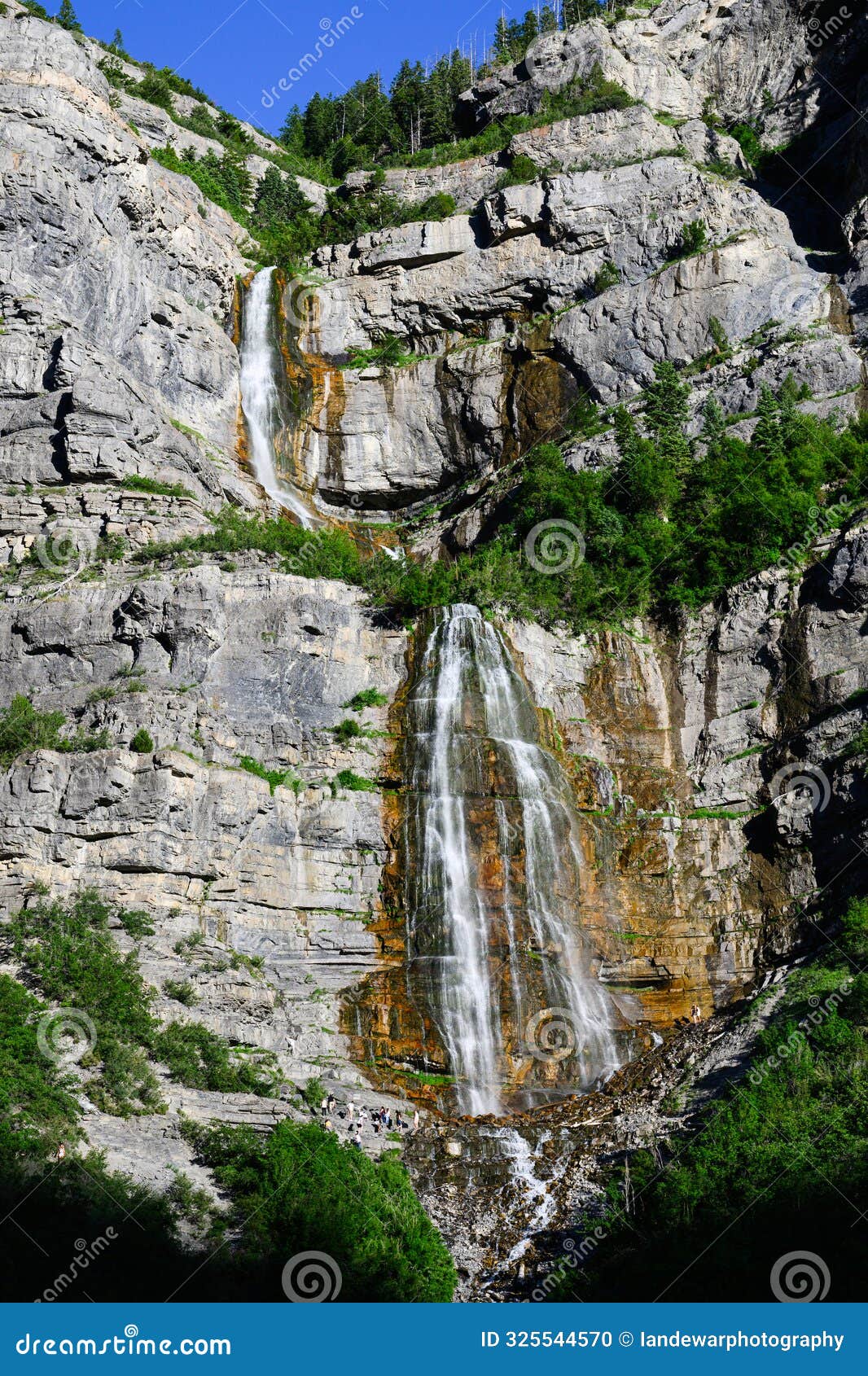 Bridal Viel Falls Cascade Over Rocky Ledge in Scenic Waterfall Stock ...