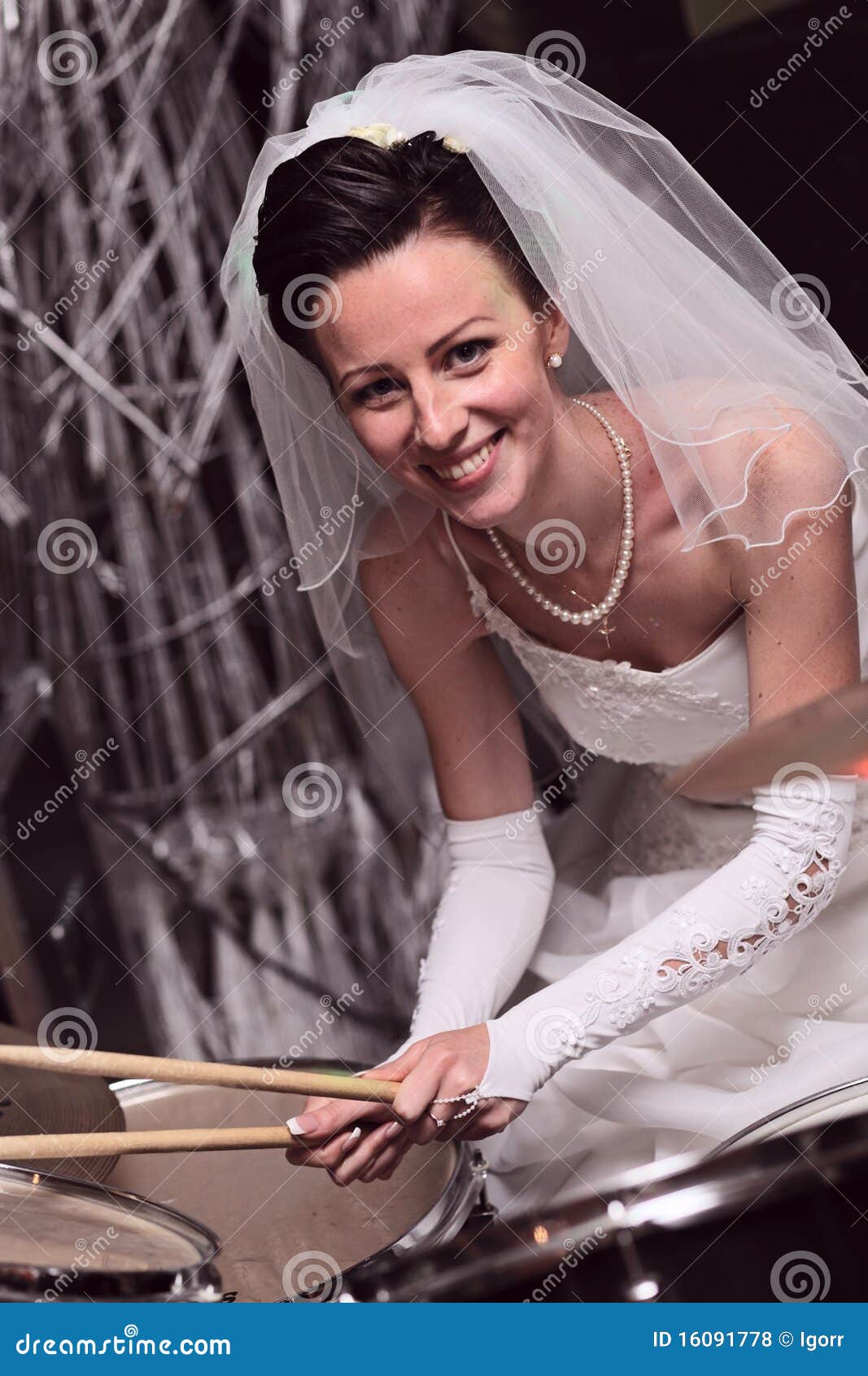 Bride stock photo. Image of smile, drummer, beauty, color - 16091778