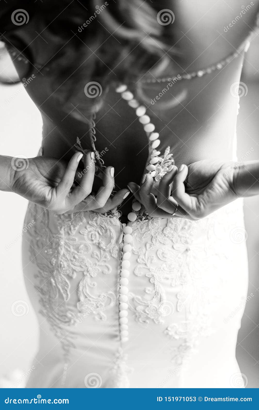 Bride from the back. stock image. Image of closeup, corset - 151971053