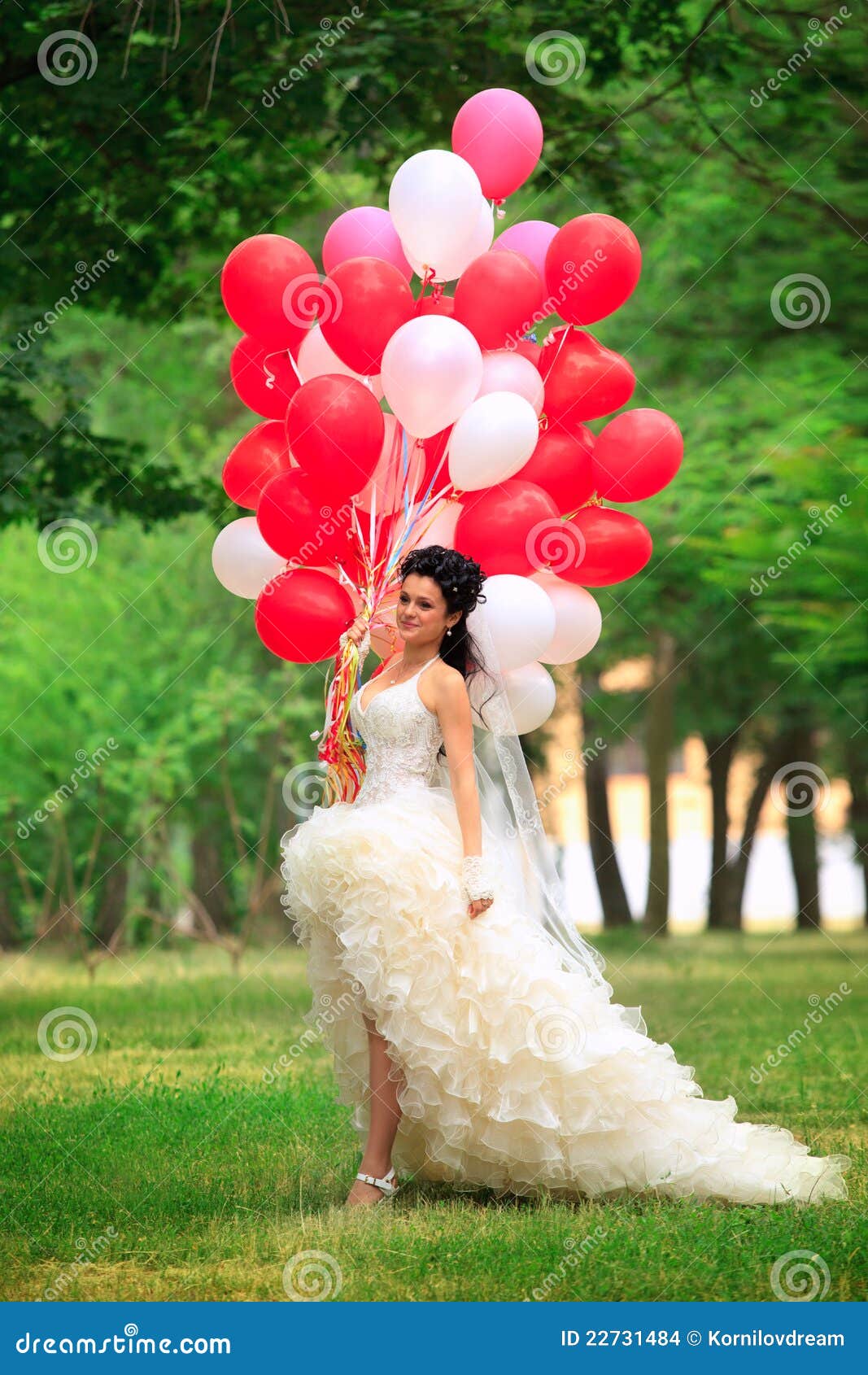 Bride with balloon stock photo. Image of tree, green - 22731484