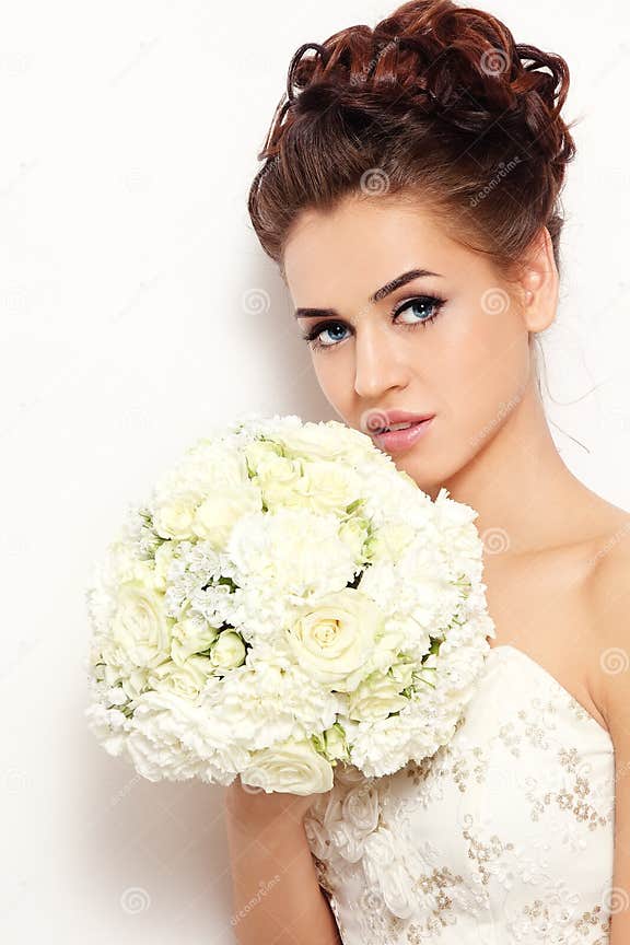 Bride with bouquet stock image. Image of sensual, pretty - 24519303