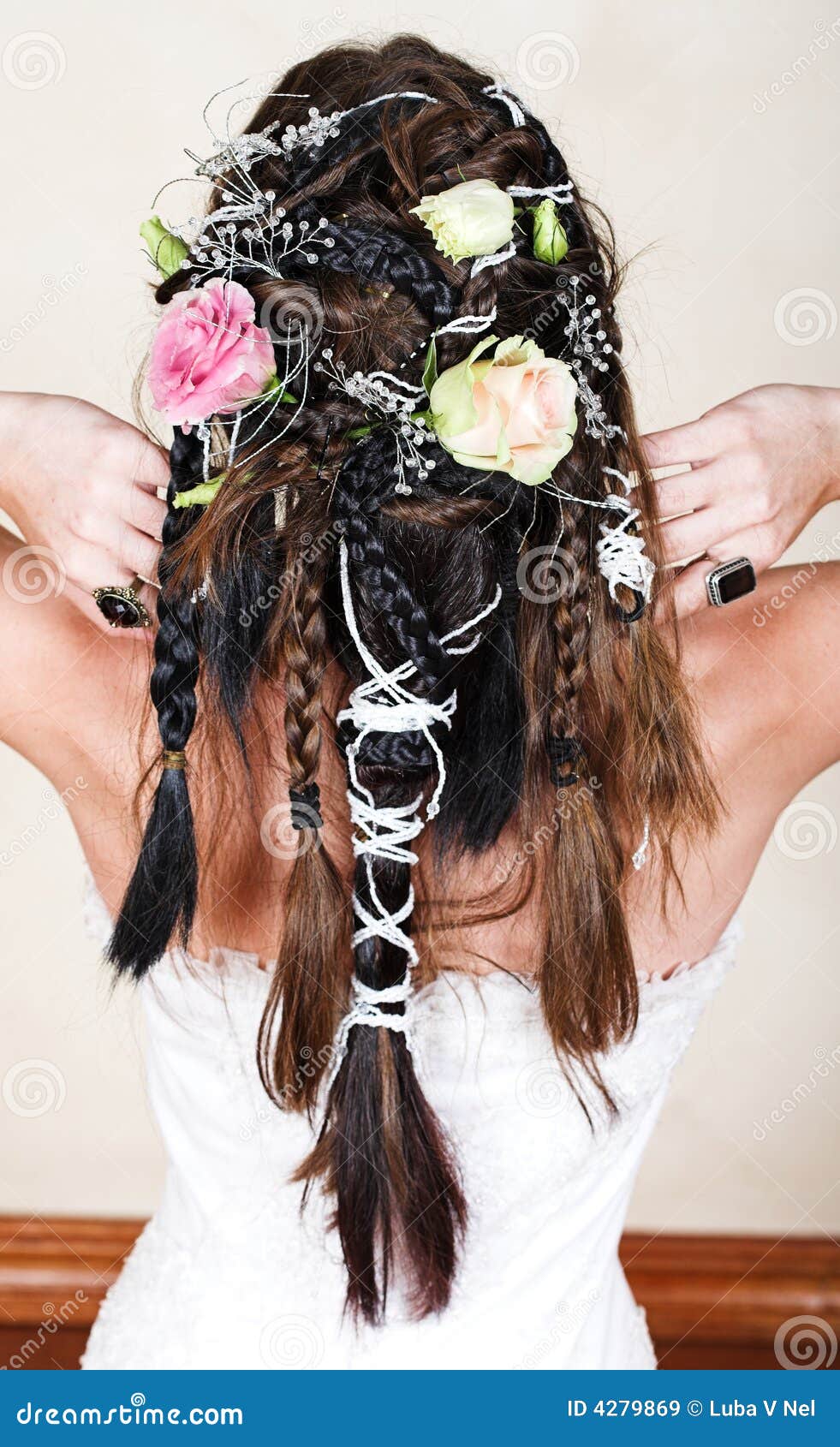 Bride with Braids and Roses Stock Image - Image of fancy, bride: 4279869