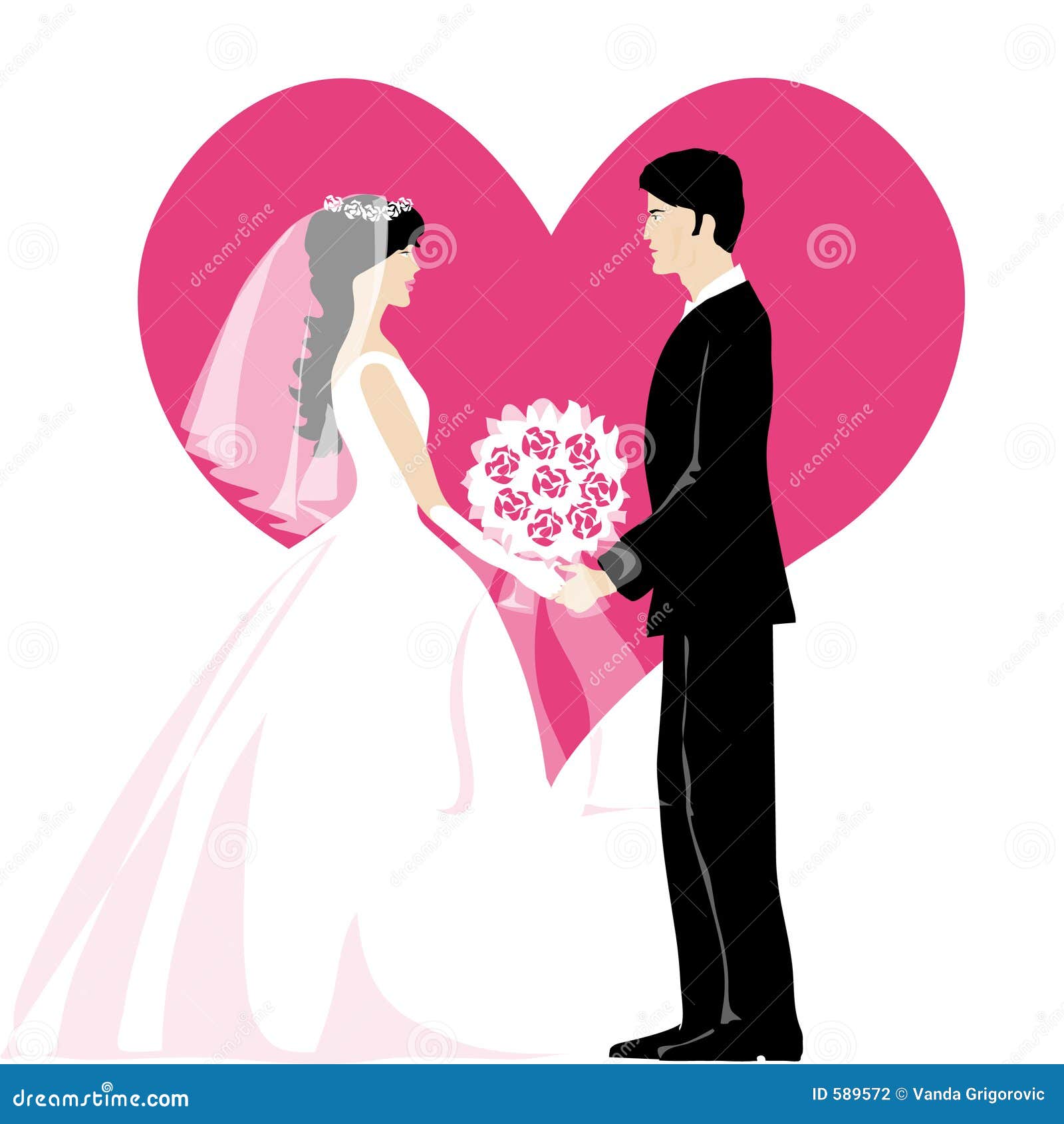 Bride and bridegroom stock illustration. Illustration of flowers - 589572