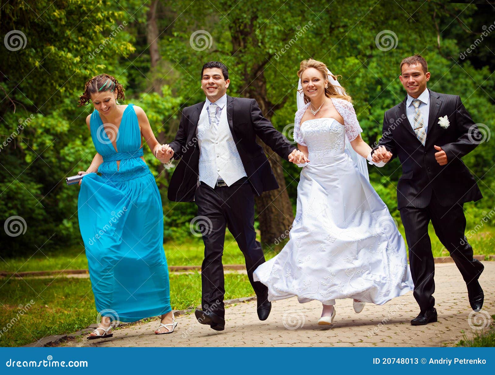 Bride and Bridegroom Con Frainds Stock Image - Image of alley, people ...