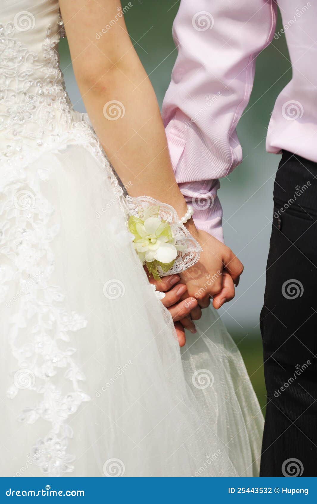 Bride and Bridegroom Holding Hands Stock Photo - Image of marriage ...