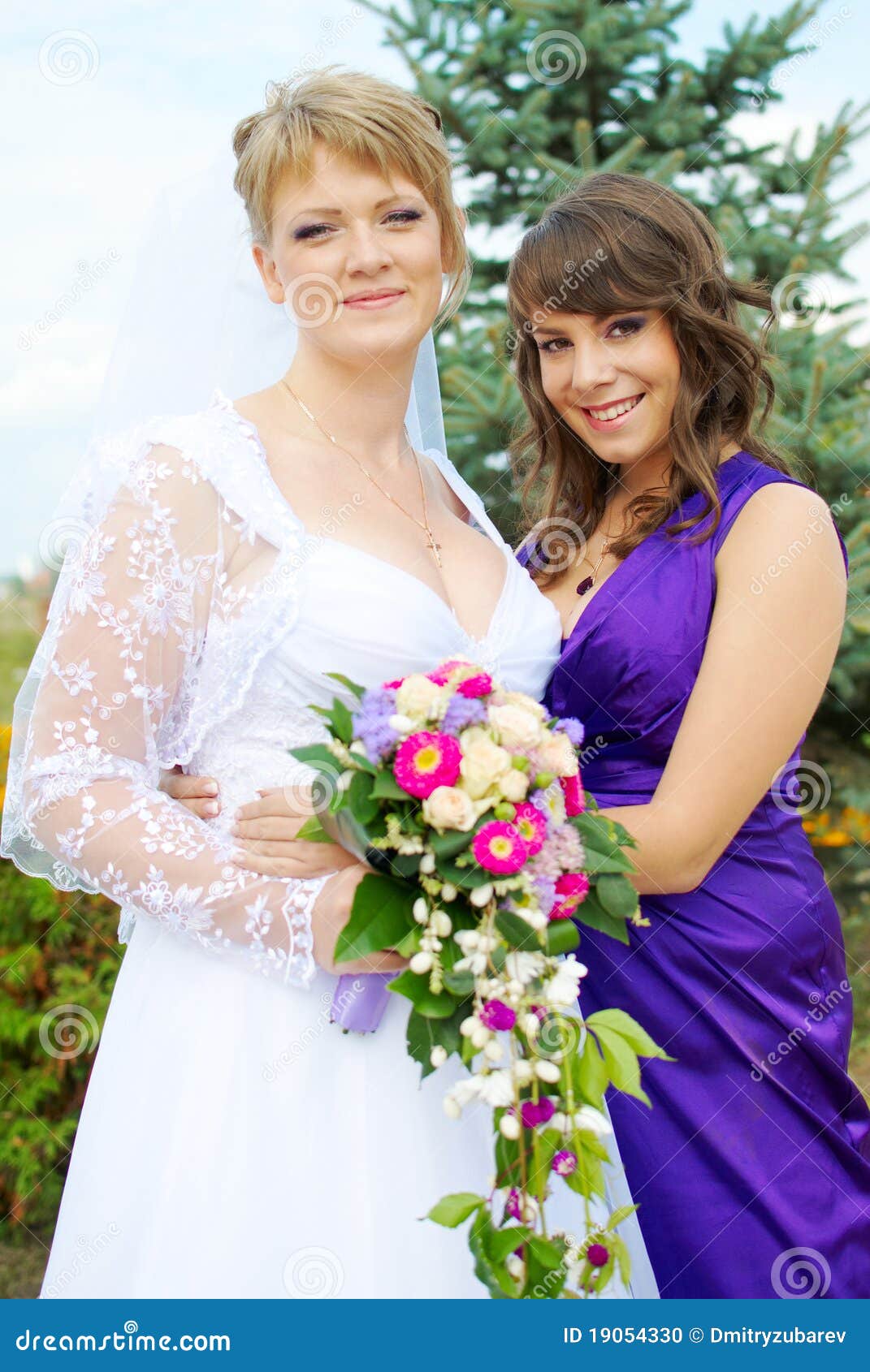 Bride and Bridesmaid Hugging Stock Photo - Image of people, future ...