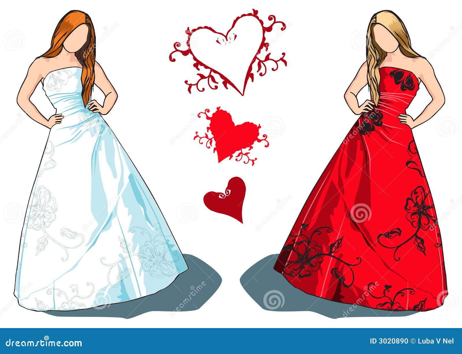 Bride and Bridesmaid Vector Stock Vector - Illustration of gown, arms ...