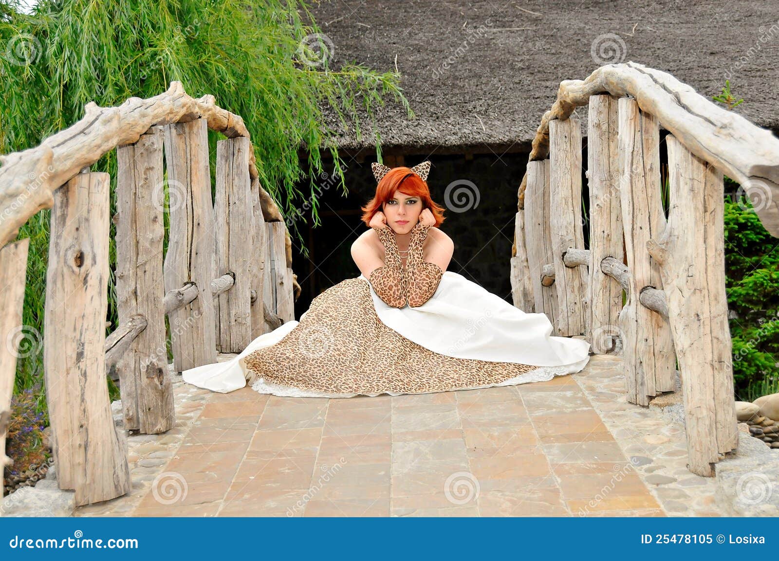 Bride on a Bridge at Their Wedding Day Stock Image - Image of love ...