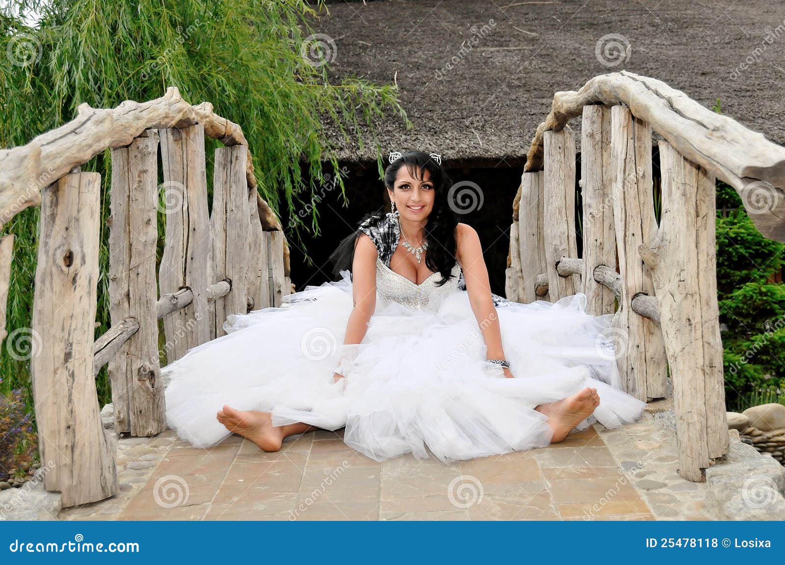 Bride on a Bridge at Their Wedding Day Stock Photo - Image of bride ...